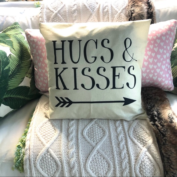 Accents Valentines Day Farmhouse Style Hugs Kisses Pillow Cover Poshmark